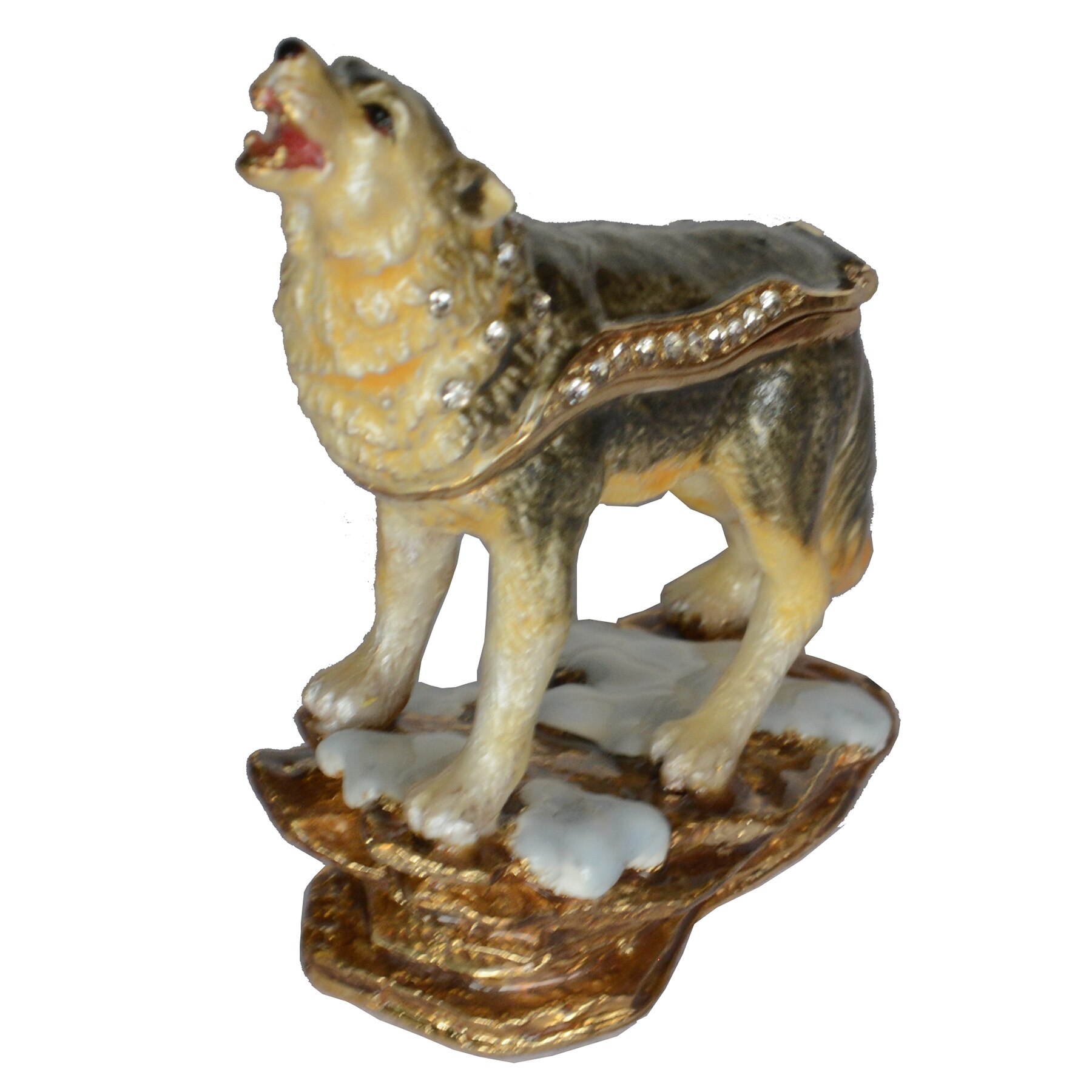Howling Wolf Bejeweled Trinket Box Enamel Jewelry ... – Grandado