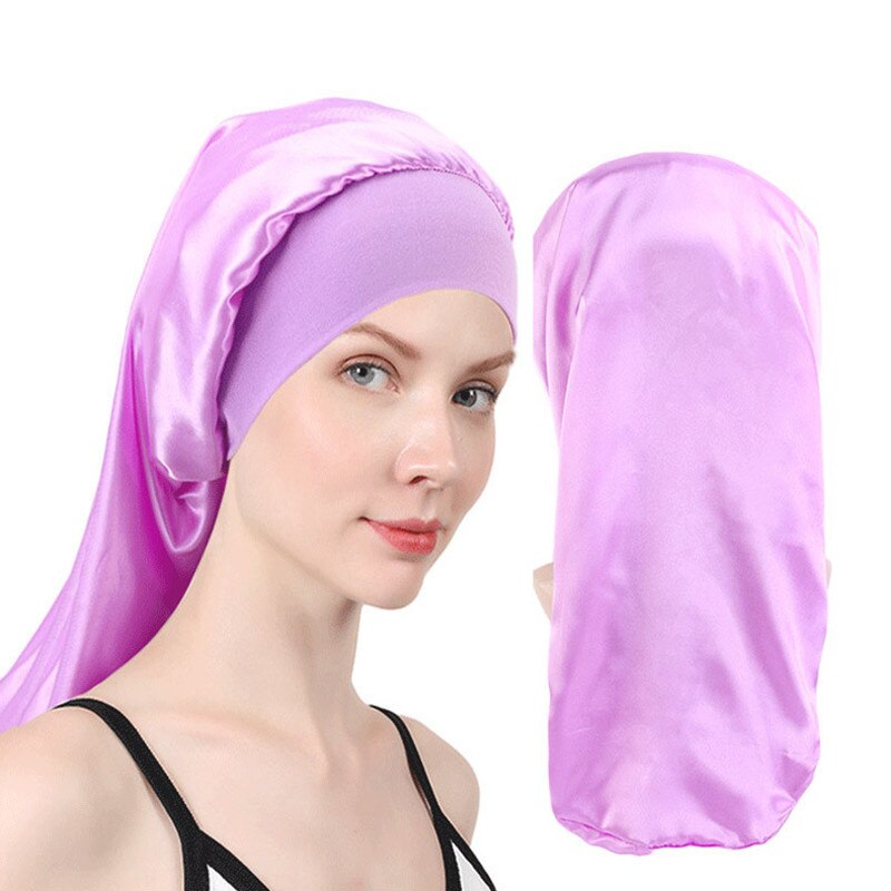 Solid Silk Satin Long Wide Band Bonnet Beauty Hair... – Vicedeal