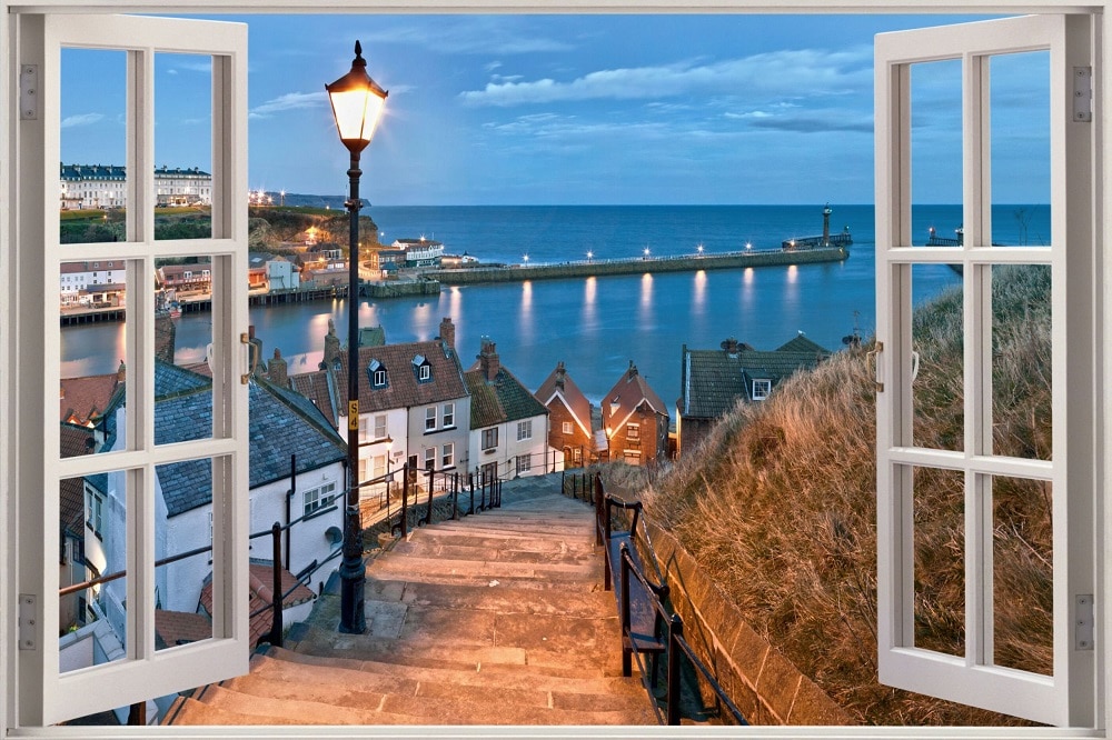 3D Effect Window View WALL STICKERS Exotic Harbour... – Grandado
