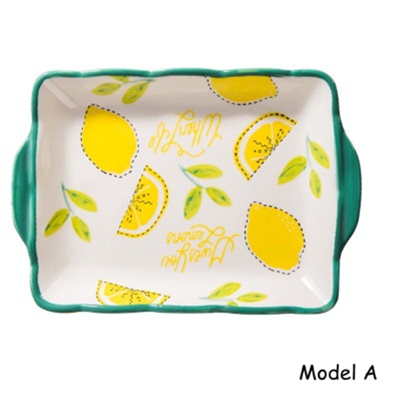 Ceramic Plate Rectangle Tray Food Dish Binaural Ba... – Grandado