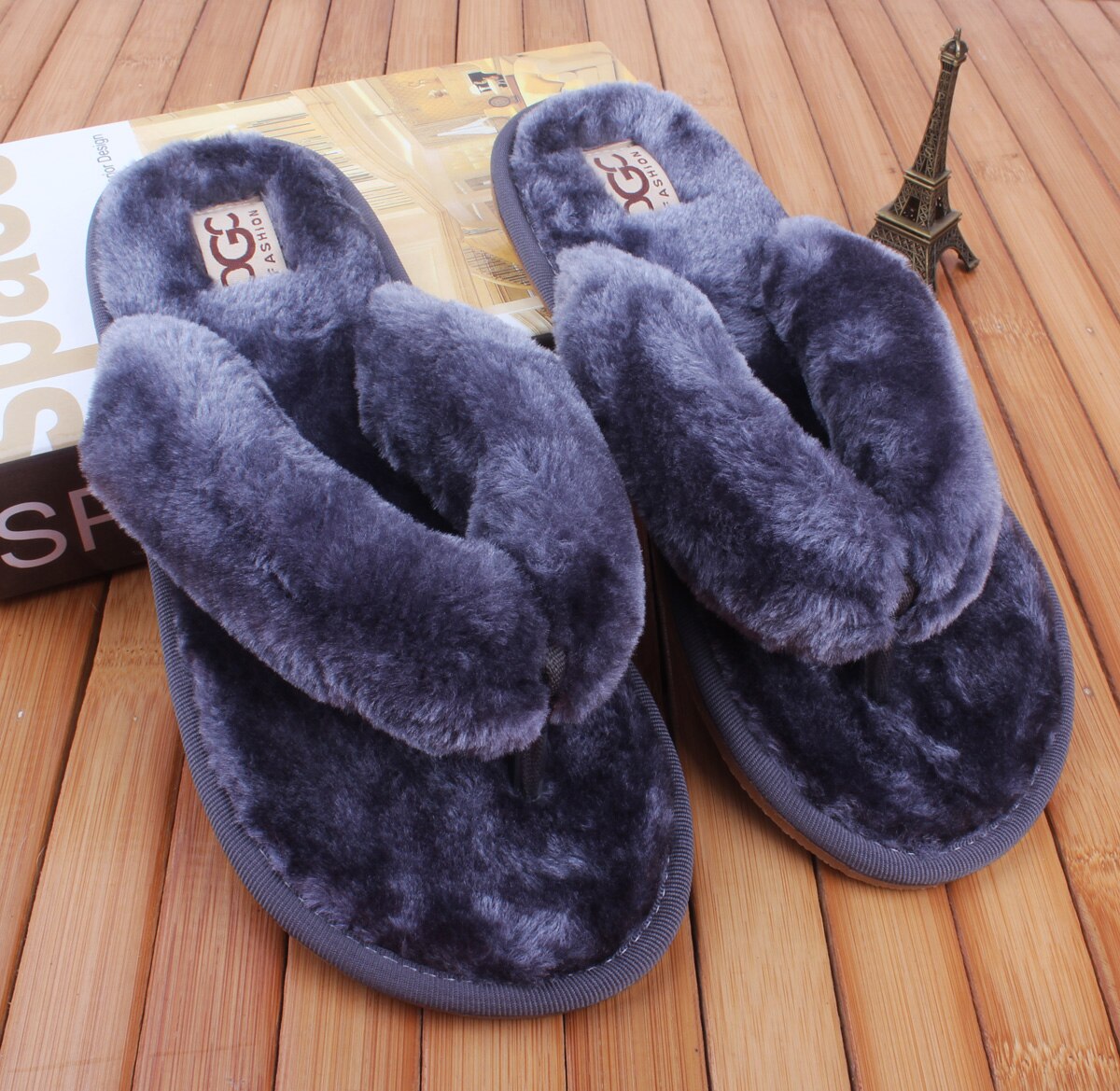 Vår sommer vinter hjem bomull plysj pels tøfler me... – Grandado