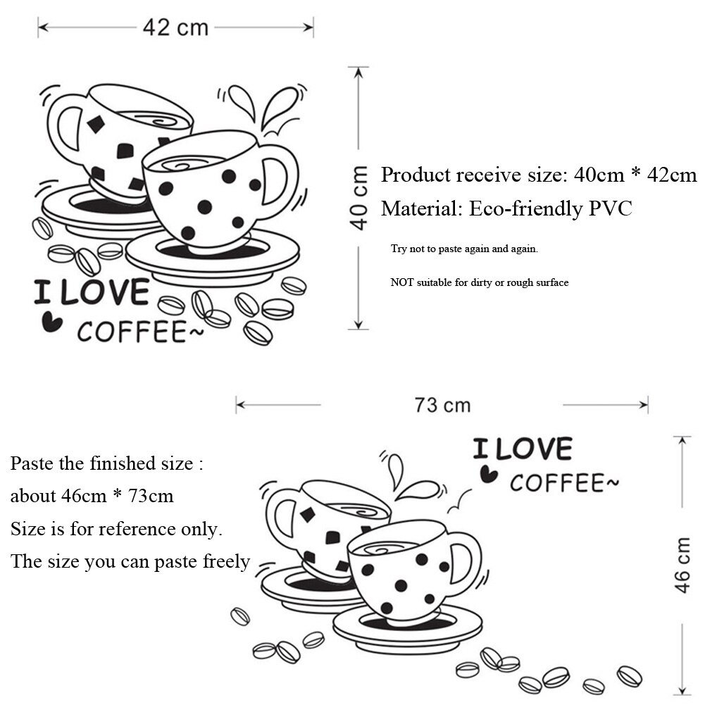 I Love Coffee Wall Sticker Coffee Cup Home Decorat... – Grandado