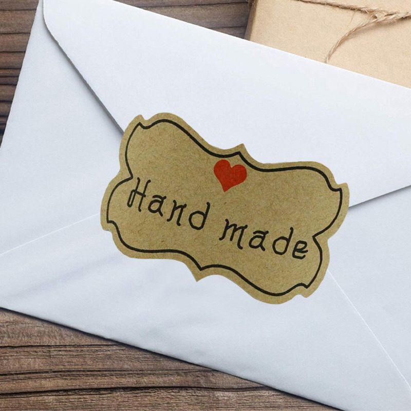 250pcs/roll Hand Made Stickers Natural Kraft Seal ... – Grandado
