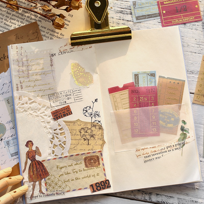 40pcs Vintage Poem Plants Gold Stamp Diy Stickers ... – Grandado