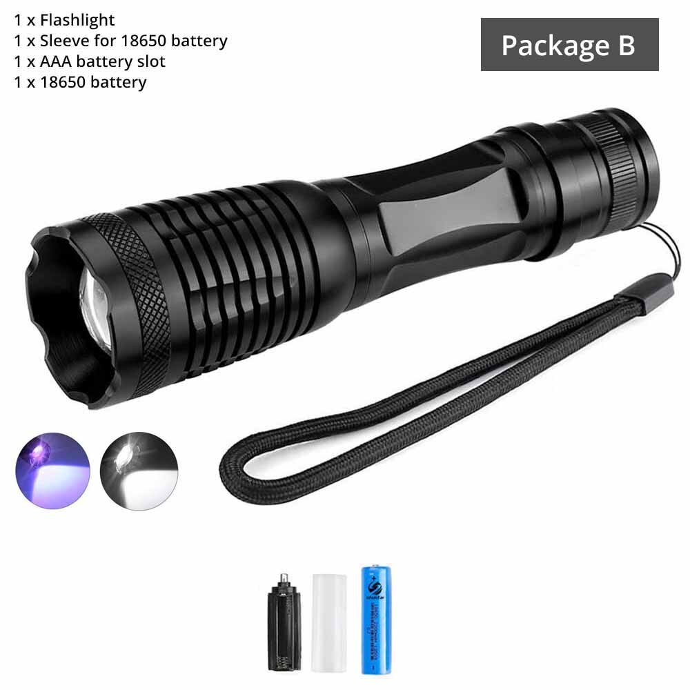 Multifunctionele UV + witte LED zaklamp 5 modi zoo... – Vicedeal