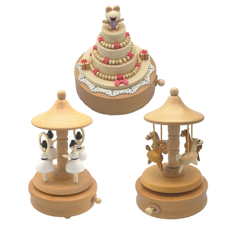 Carousel Musical Boxes Wooden Music Box Crafts Bir... – Grandado