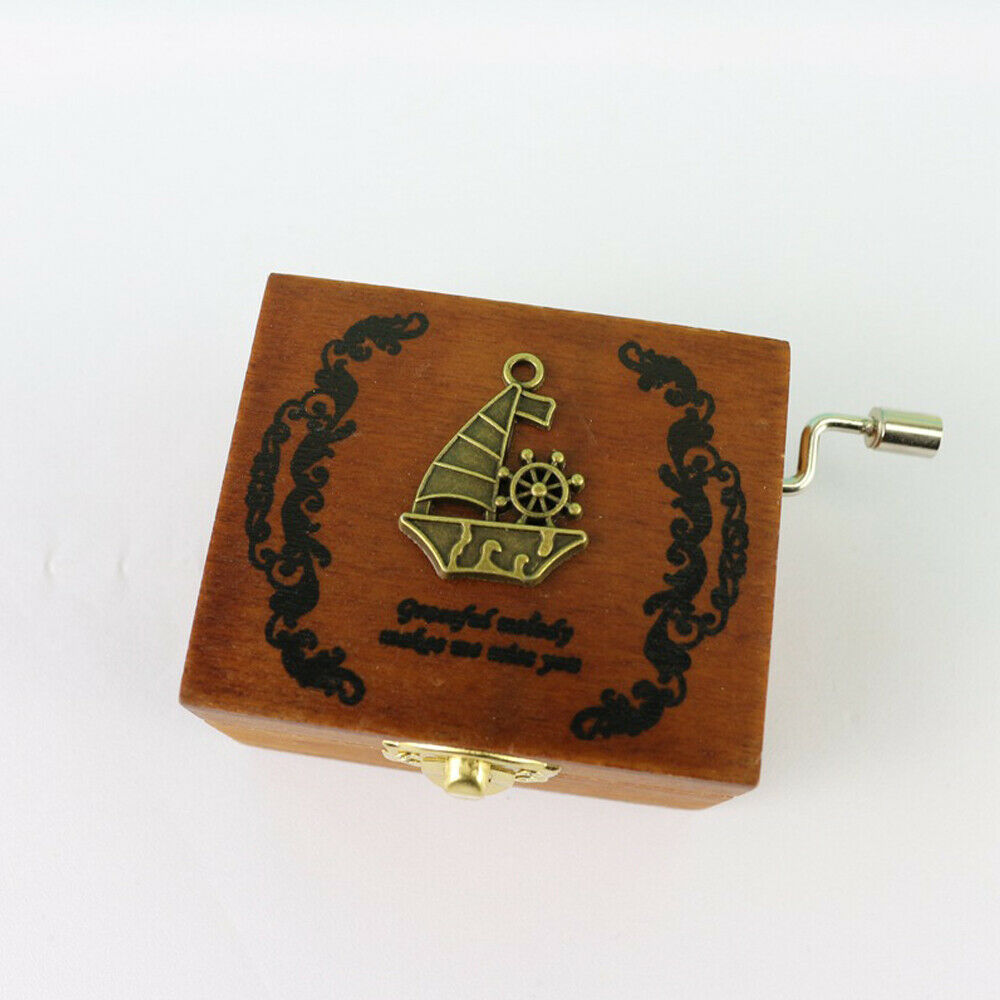 Retro Wooden Music Box Antique Hand Crank Engraved... – Vicedeal
