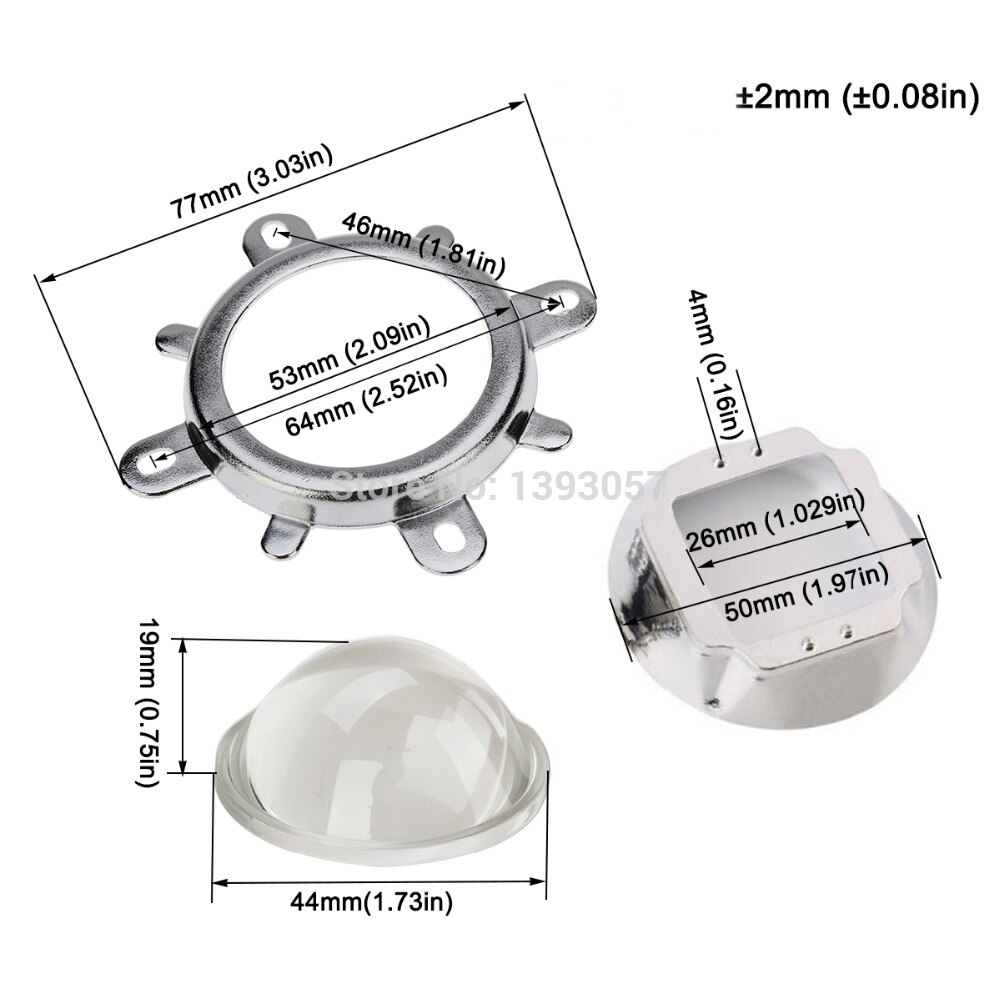 1Set 44mm Optical Glass LED Lens 60 Degree + 50mm ... – Grandado