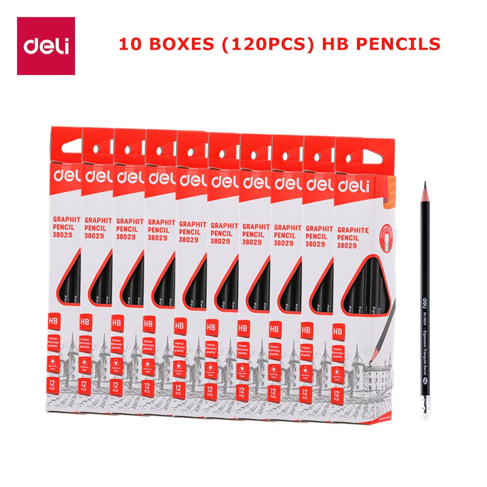 Deli 38029 Triangular Pre-sharpened HB/2B School P... – Vicedeal