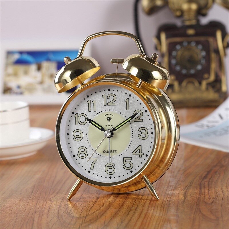 Vintage Silent Mechanical Bell Clock Quartz Digita... – Grandado