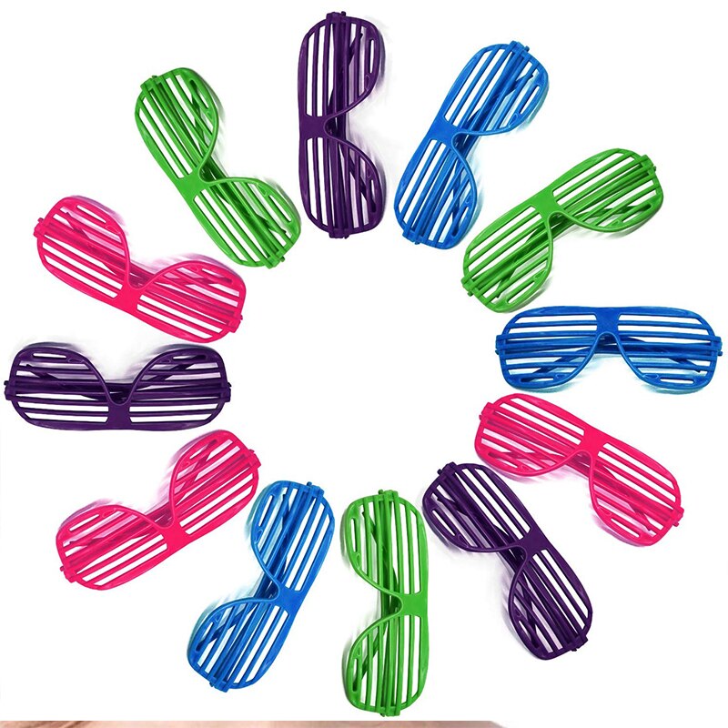 80s Neon Plastic Shutter Shades Glasses Shades Sun... – Grandado