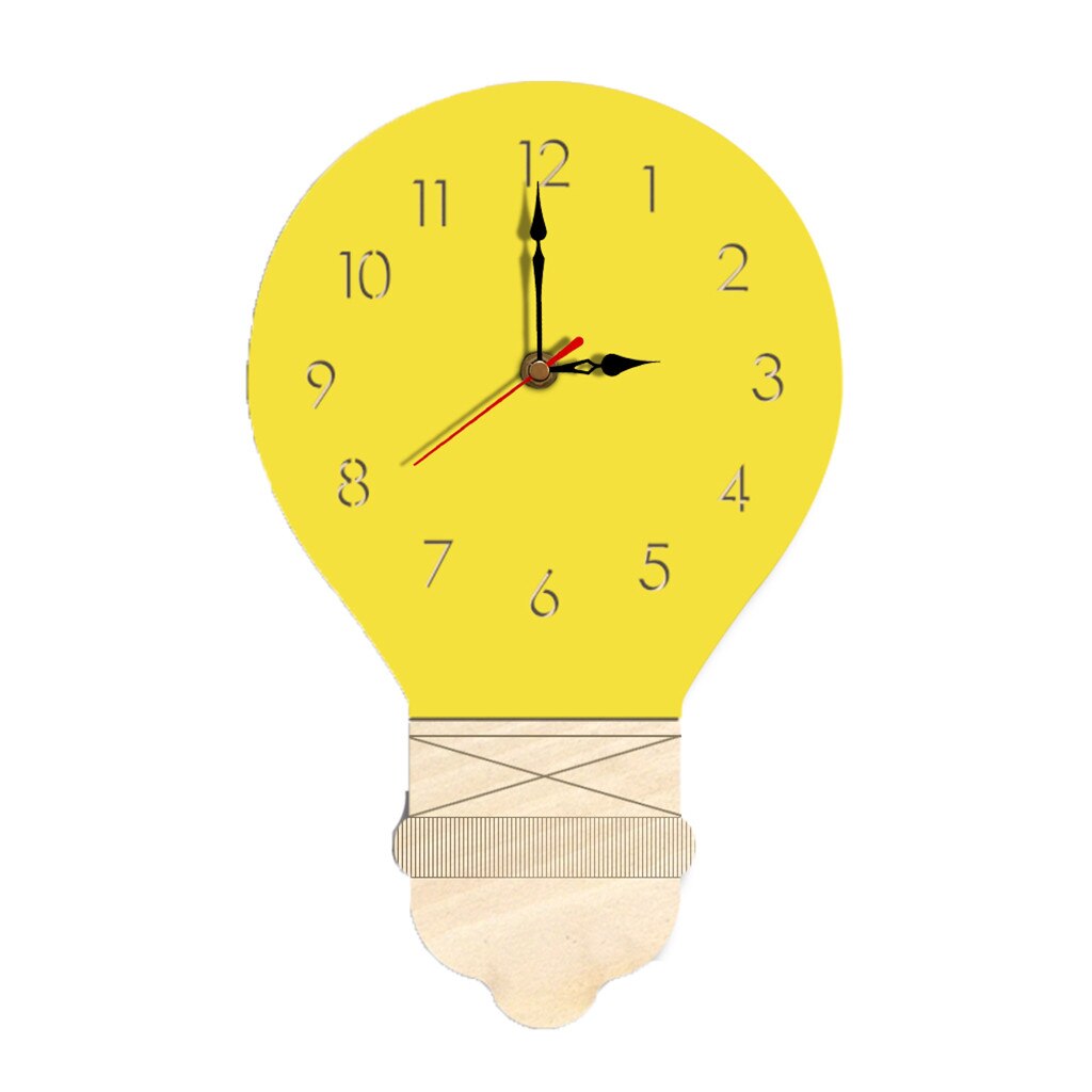Cute Wall Clock Nordic Style Light Bulb Silent Woo... – Grandado