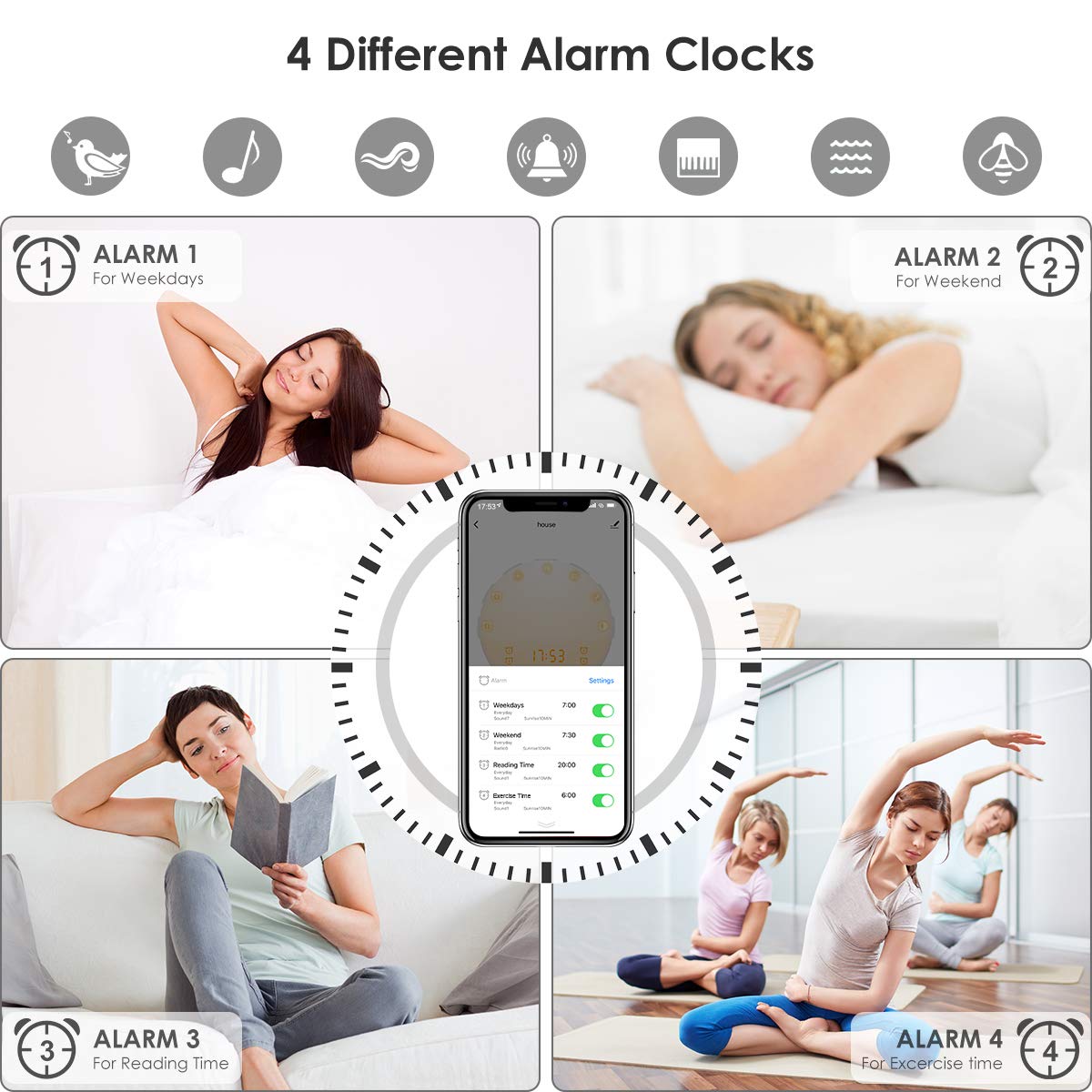 7 farver solopgang / solnedgang wifi smart wake up... – Grandado