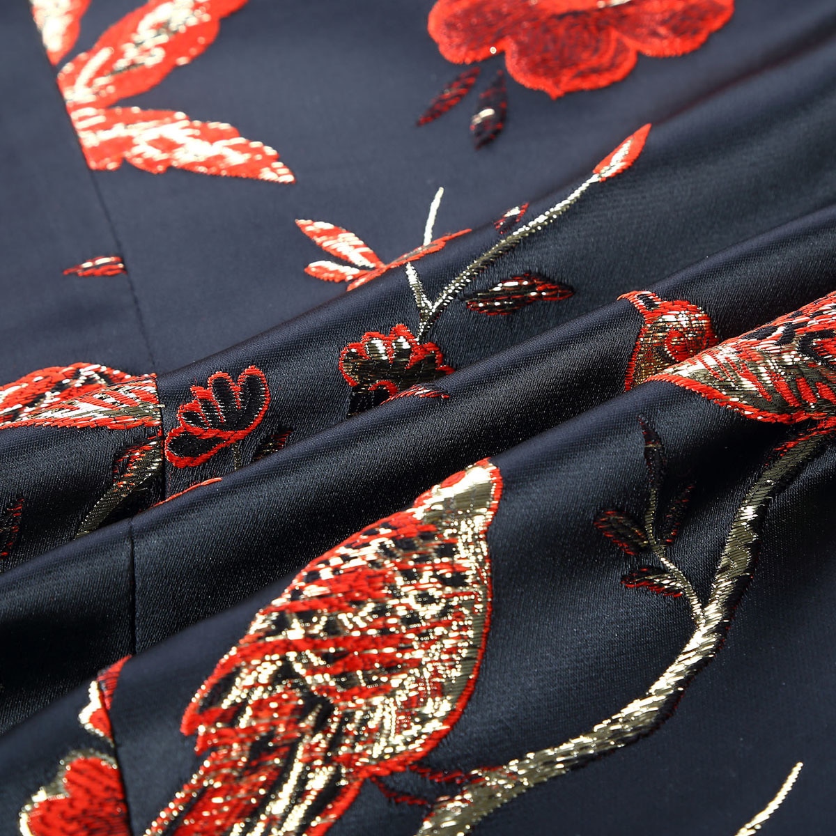 PYJTRL Red Gold Blue Green Brocade Embroidery Flor... – Grandado