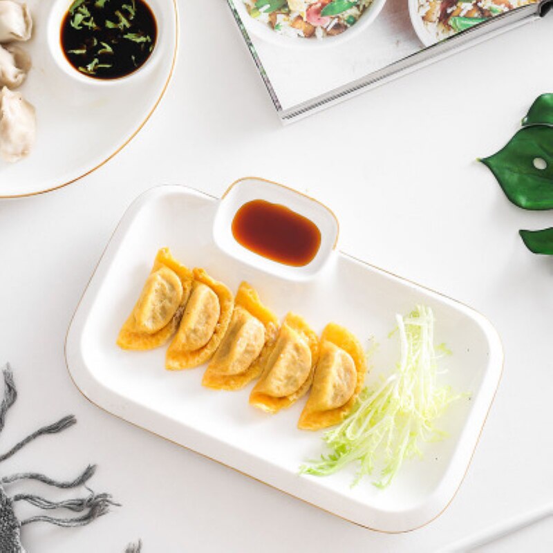 Ceramic dumpling dish dumplings with sauce dish vi... – Vicedeal