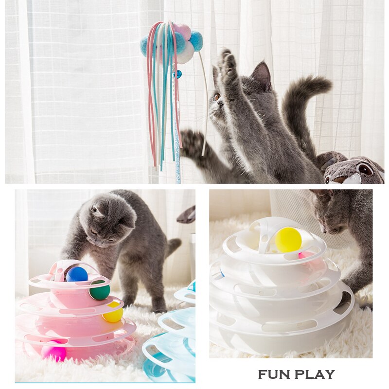 Four Levels pet cat toy Tower Tracks Disc cat Inte... – Vicedeal