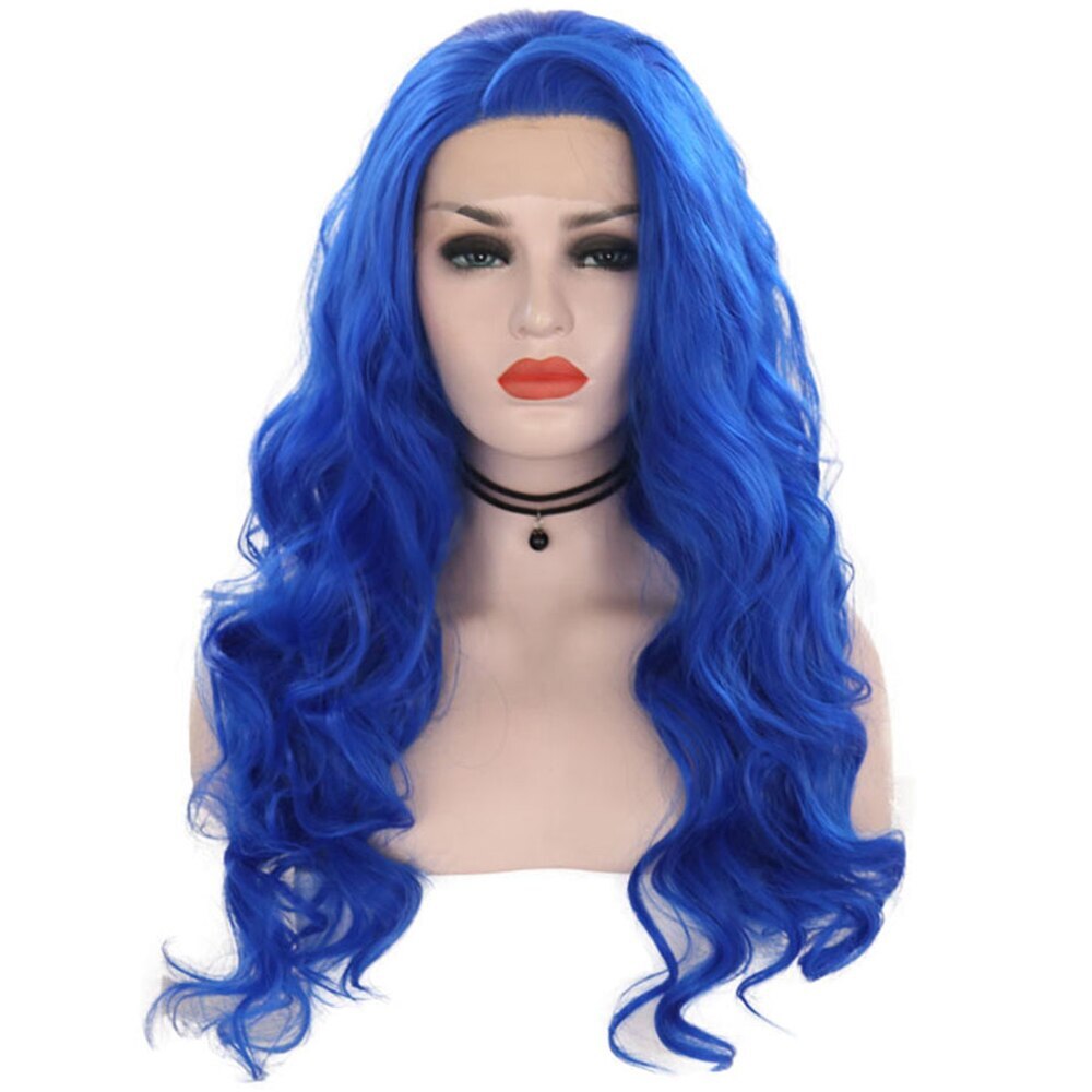 QUINLUX WIGS Blue Wavy Synthetic Lace Front Hair F... – Grandado