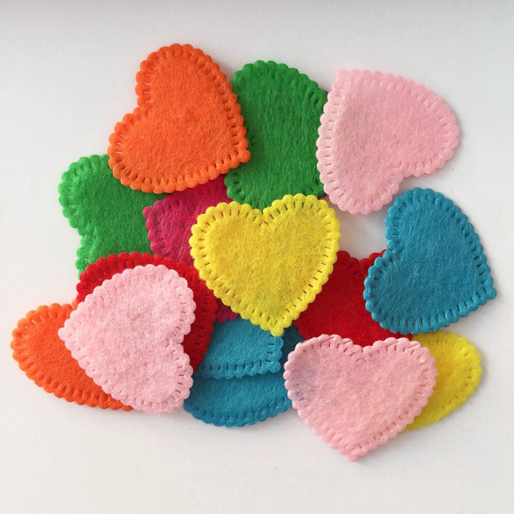 50PCS Mix 25mm Padded Felt Heart Appliques Crafts ... – Grandado