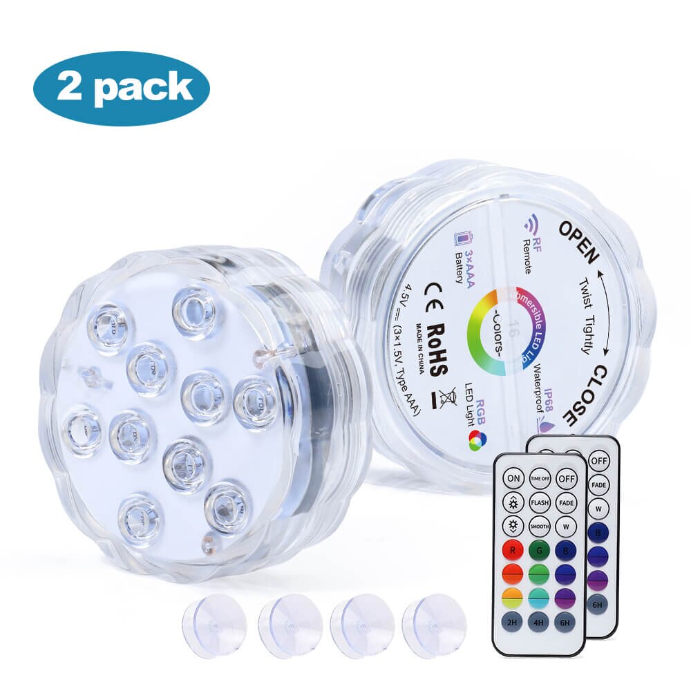 10 LEDs Waterproof Remote Controlled RGB Battery O... – Vicedeal