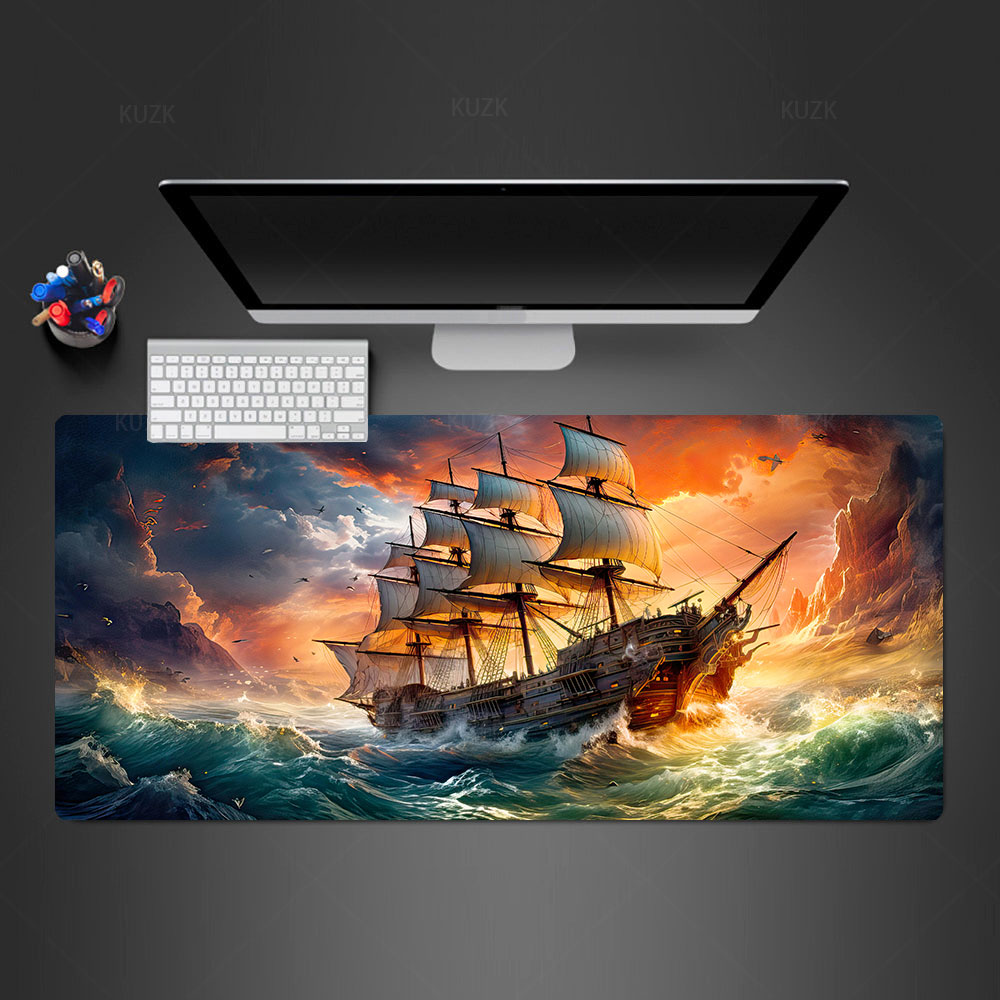 Pirate ship Mouse Pad Extended Desk Mat, Rubber An... – Vicedeal