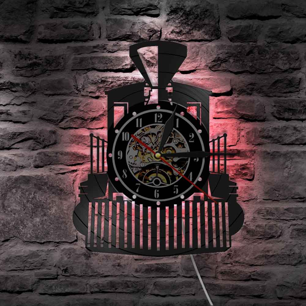 Retro Steam Train Vinyl Record Wall Clock Vintage ... – Vicedeal