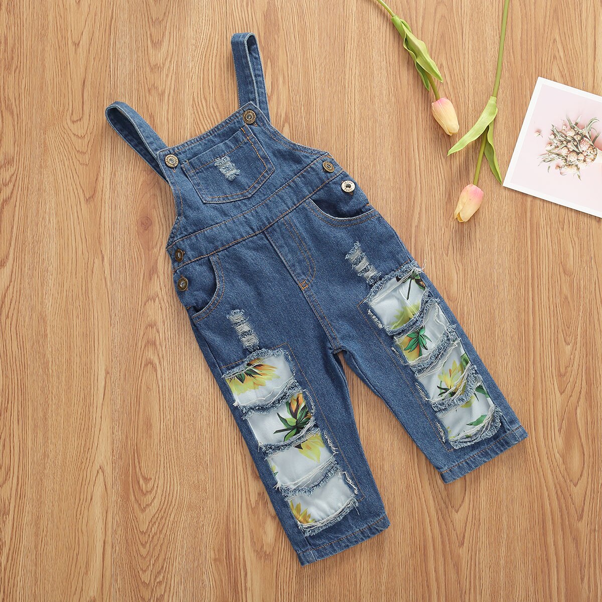 Småbarn barn flicka sommar denim jumpsuit romper s... – Grandado