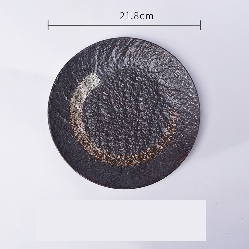 Retro Black Gold Glaze Ceramic Plates Hotel Home R... – Vicedeal