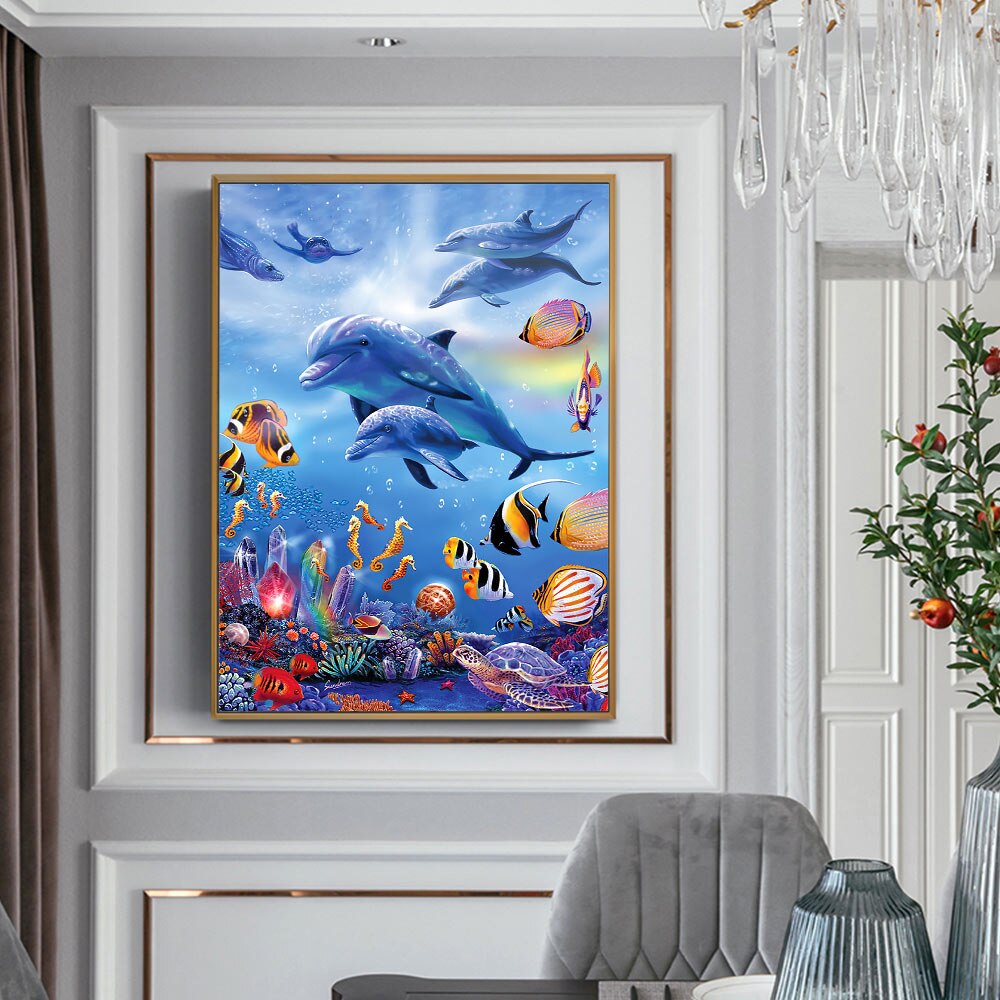 Dolphin animal Diamond Painting Sea World Round Fu... – Grandado