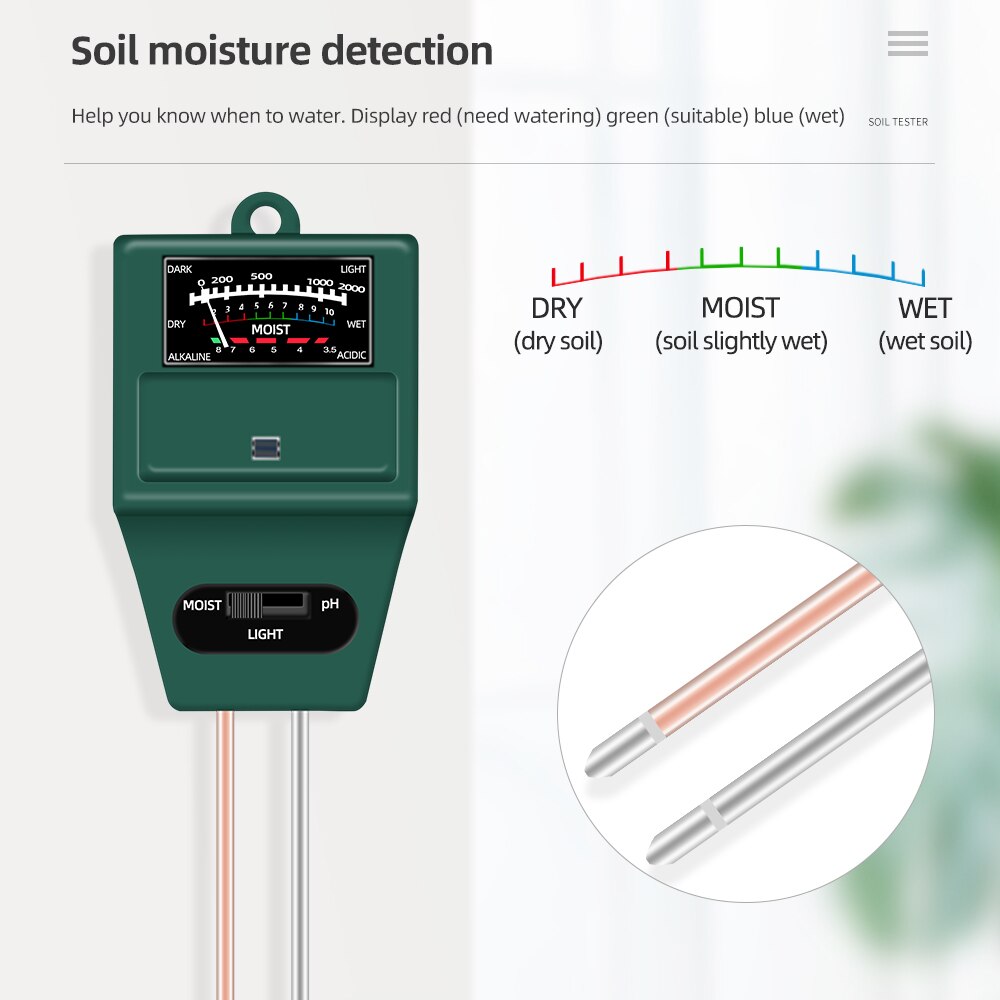 Soil Meter 3 in 1 Moisture Light PH Testers With 2... – Grandado