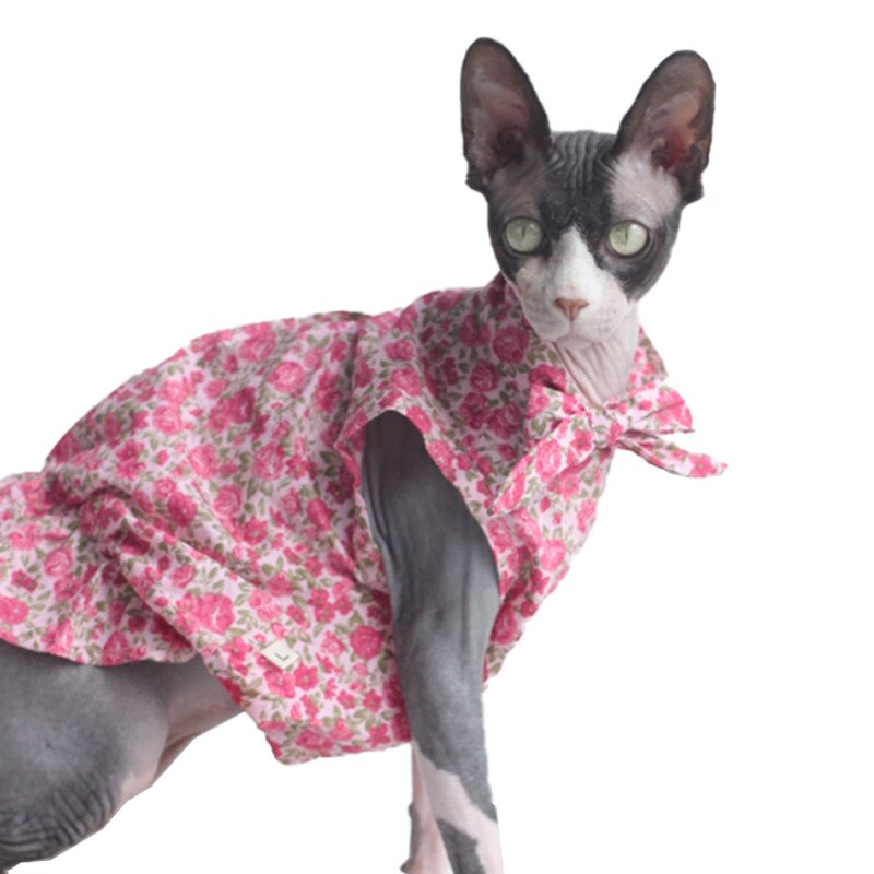 Cat clothes Summer thin floral dress Sphinx hairle... – Vicedeal
