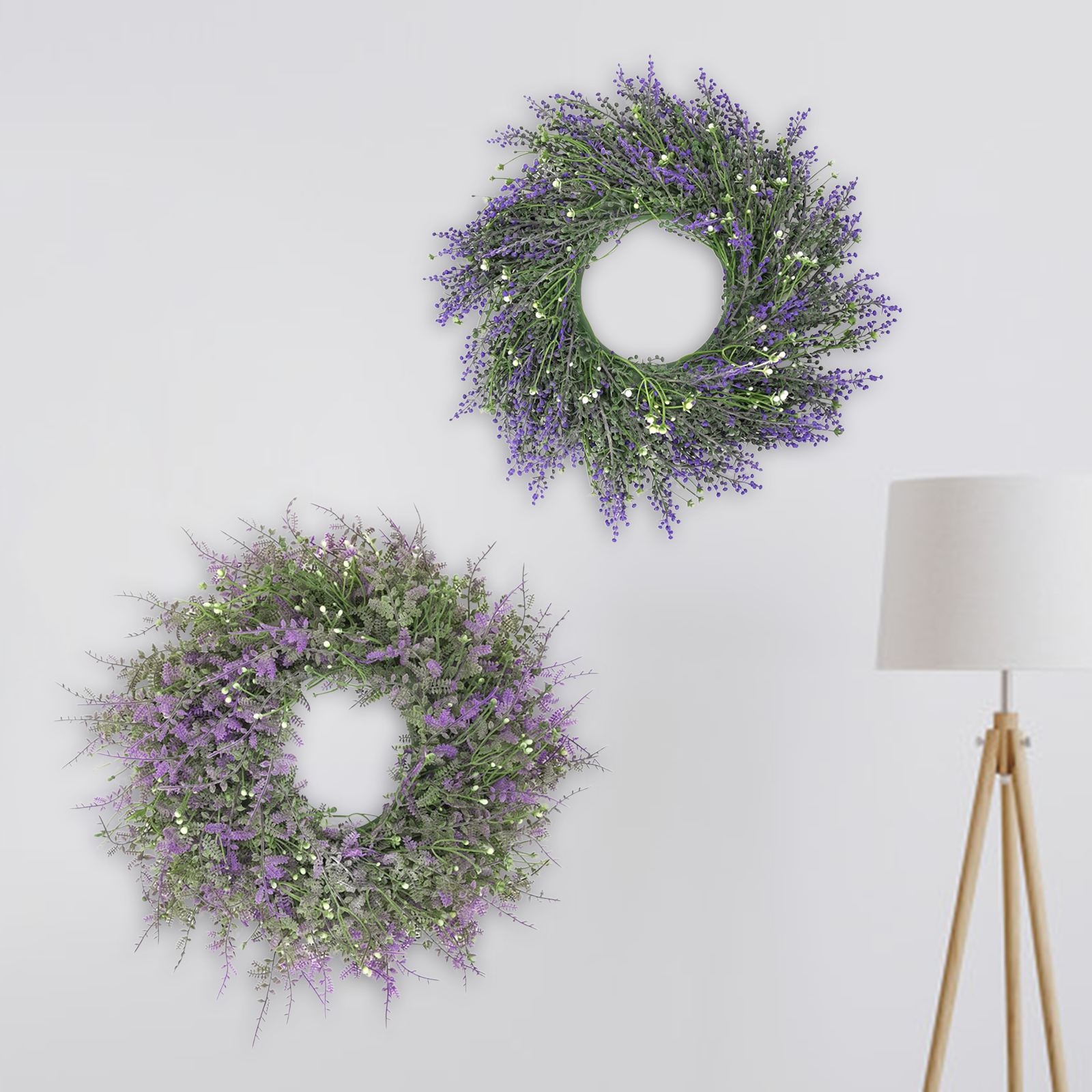 Artificial Lavender Wreath 18inch Large Purple Lea... – Grandado