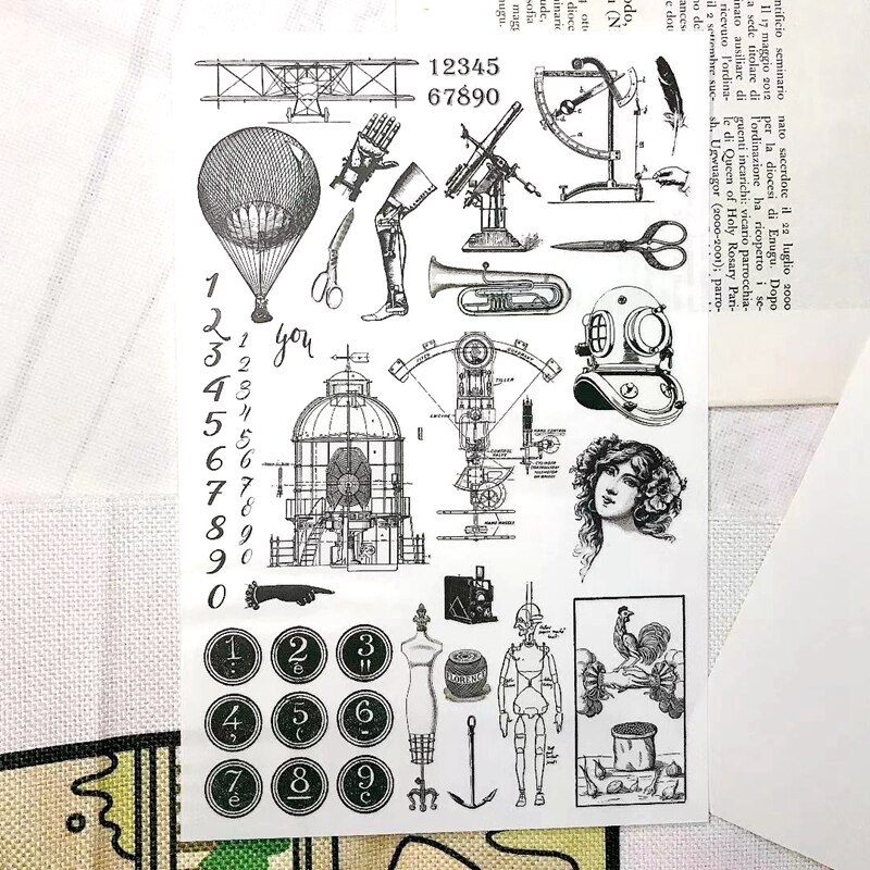 Vintage Wrijven Op Stickers Collage Retro Scrapboo... – Vicedeal