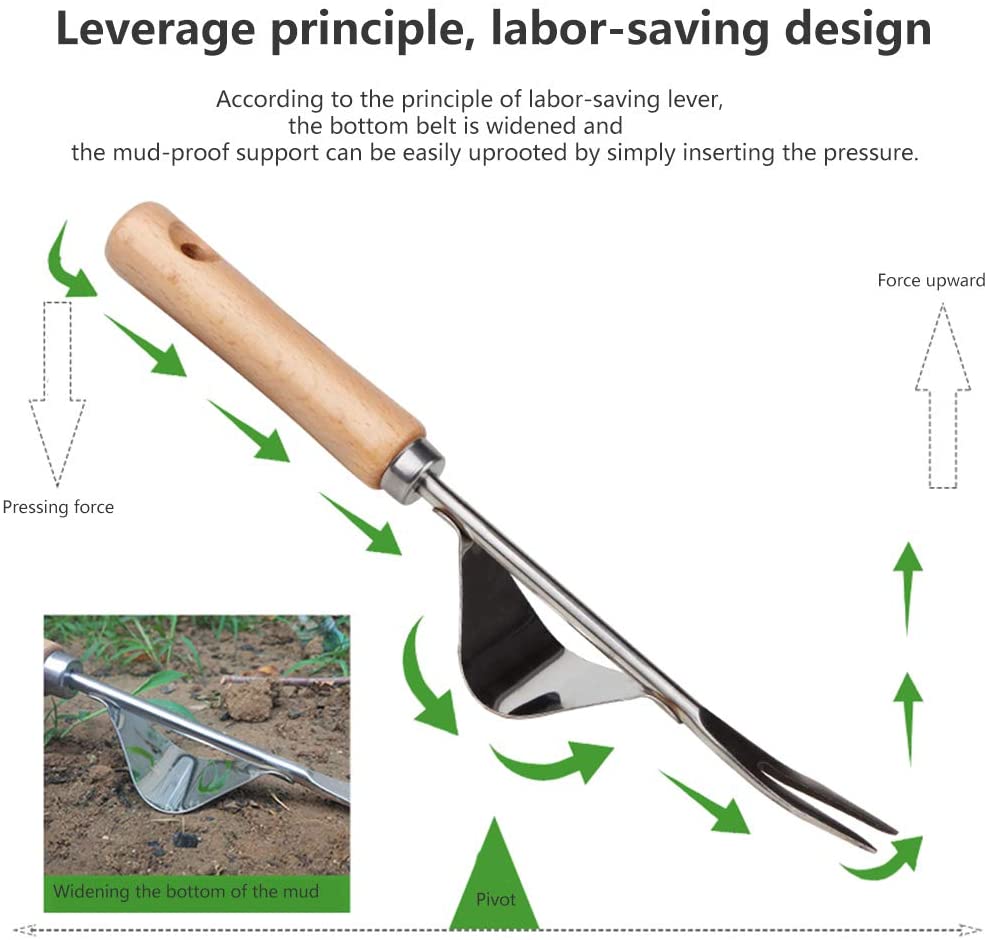 Stainless Steel Garden Weeder Tool Wooden Handle W... – Grandado