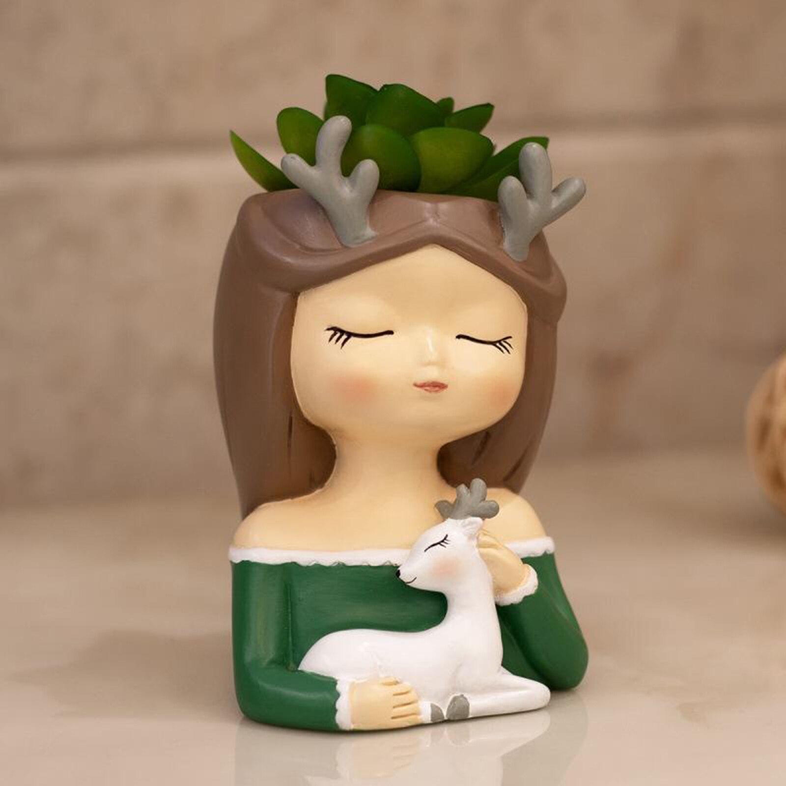 Resin Succulent Pot Plant Flower Pot Girl Head Pla... – Vicedeal