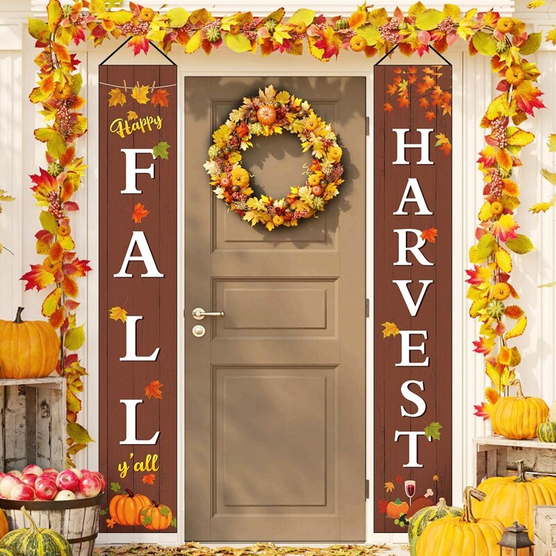 Thanksgiving Porch Banners Fall Harvest Hanging Po... – Grandado