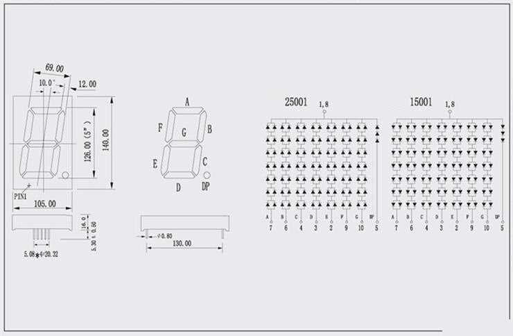 Pure green 5 inch LED Display 140*105*15.9mm Commo... – Grandado