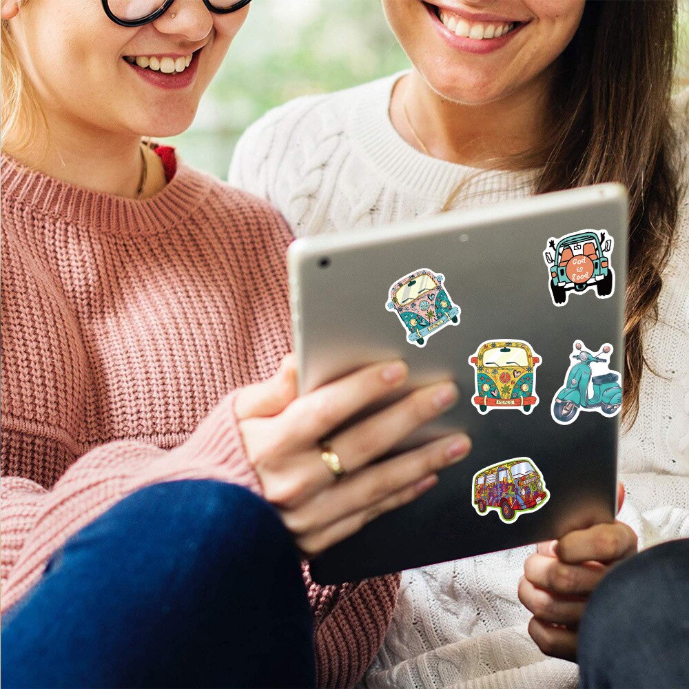 50pcs Retro Hip Hop Bus Stickers Waterproof Vehicl... – Grandado