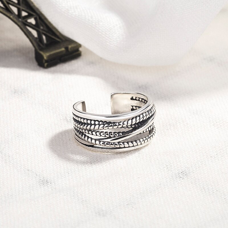 Bijoux Real Silver Color Multilayer Ring for Women... – Grandado