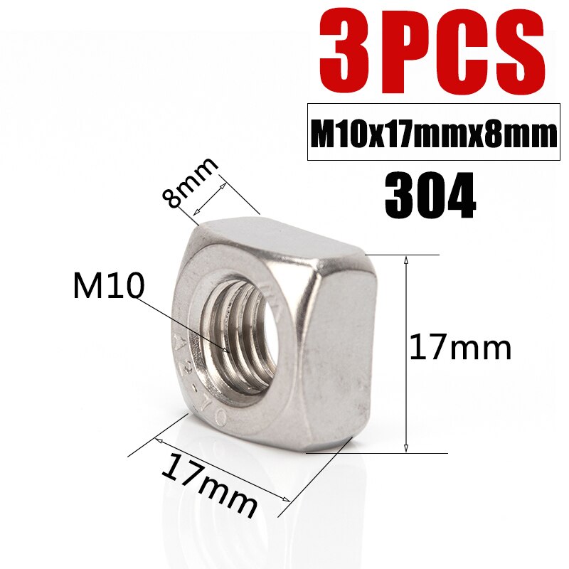 M3 M4 M5 M6 M8 M10 M12 Square Nut 304 Stainless St... – Grandado