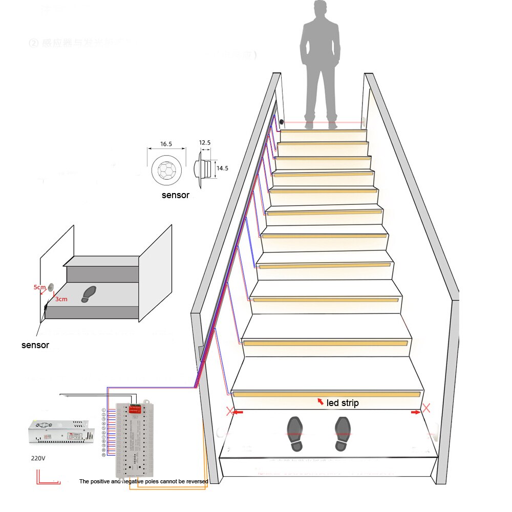 Smart Home Step PIR sensor stair Staircase steps s... – Vicedeal