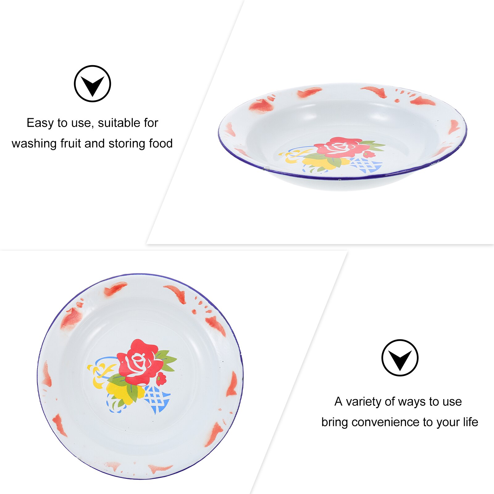 Enamel Snack Plate Chinese Style Food Serving Plat... – Grandado