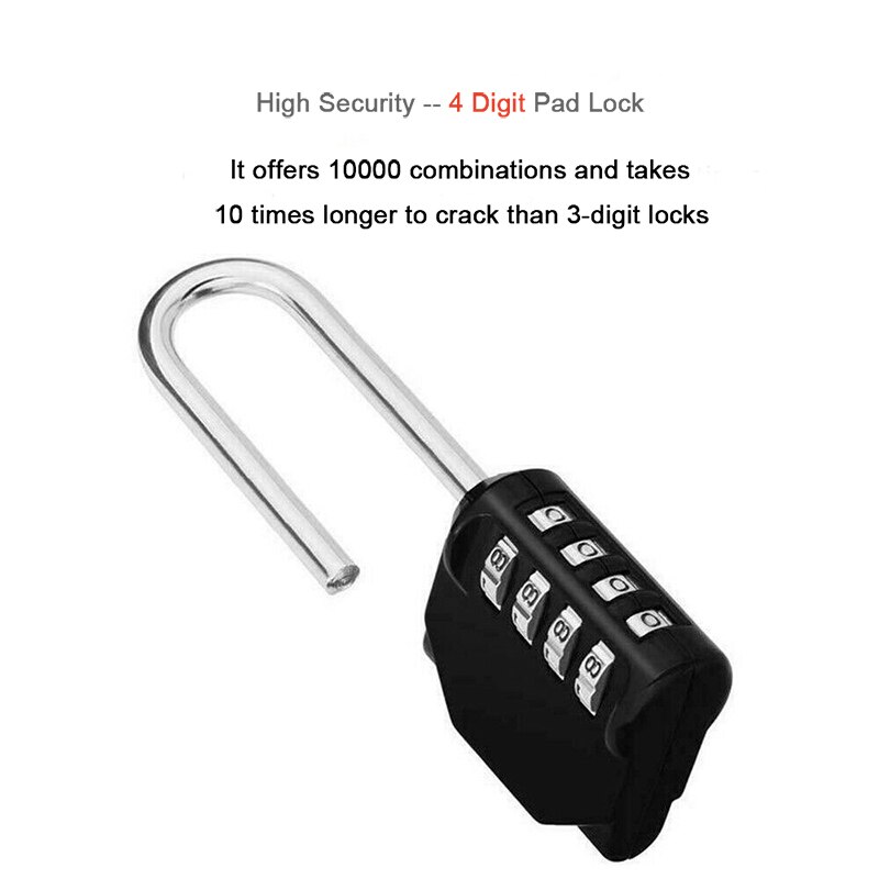 Long Padlock High Security 4 Digit Pad Lock Outdoo... – Grandado