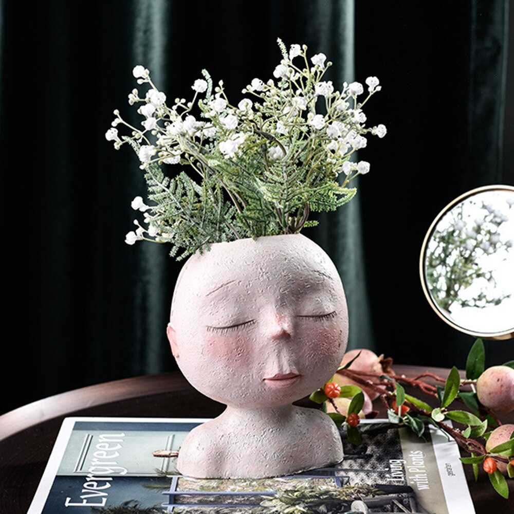 Nordic Resin Human Head Vase Art Flower Arrangemen... – Grandado