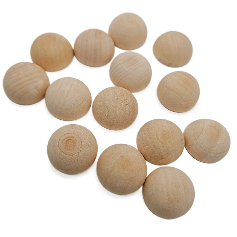 50PCS 15MM Split Wood Balls Mini Round Half Ball U... – Grandado