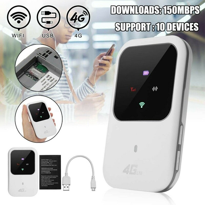 Bærbar 4g lte wifi router 150 mbps ulåst mobilmode... – Vicedeal
