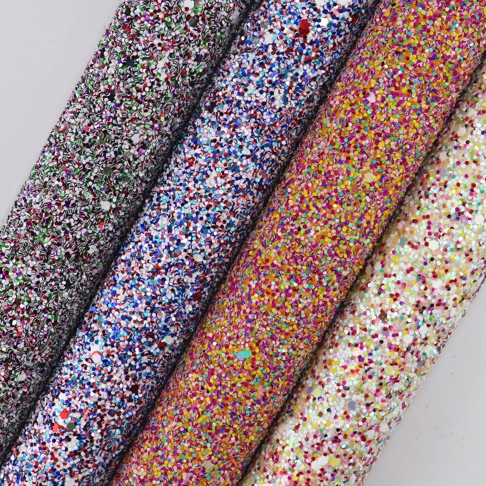 30Cm X 134Cm Chunky Mix Glitter Pu Leer Stof Glitt... – Grandado