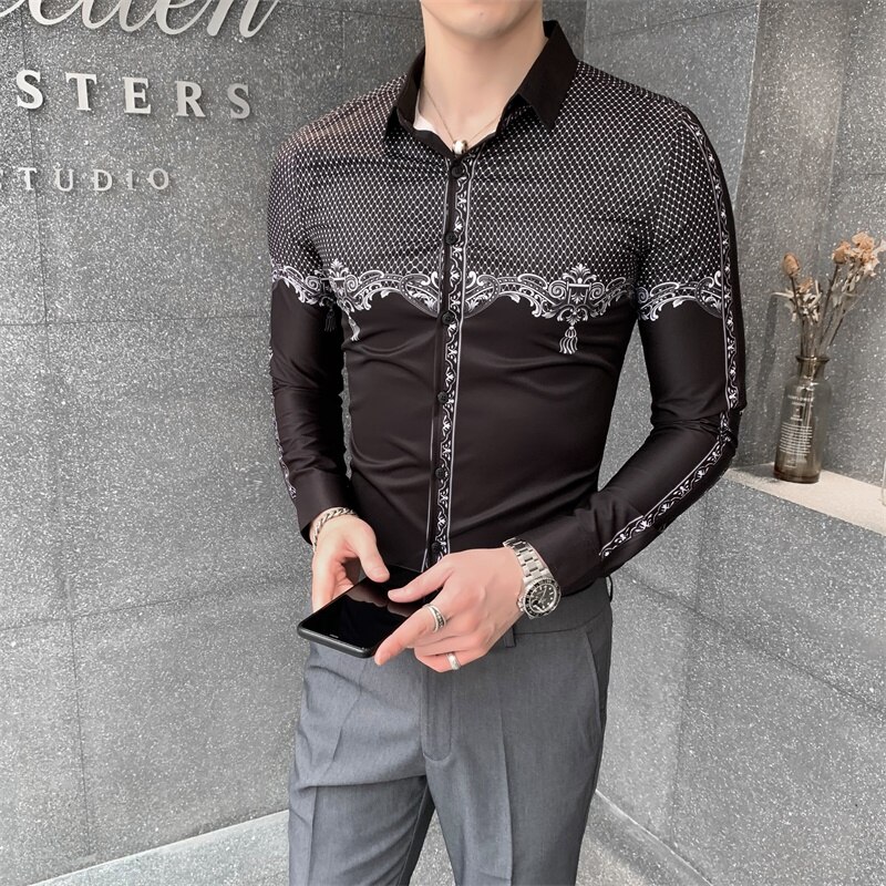 Polka Dot Paisley Print Mannen Shirt Fall Mens Blo... – Vicedeal