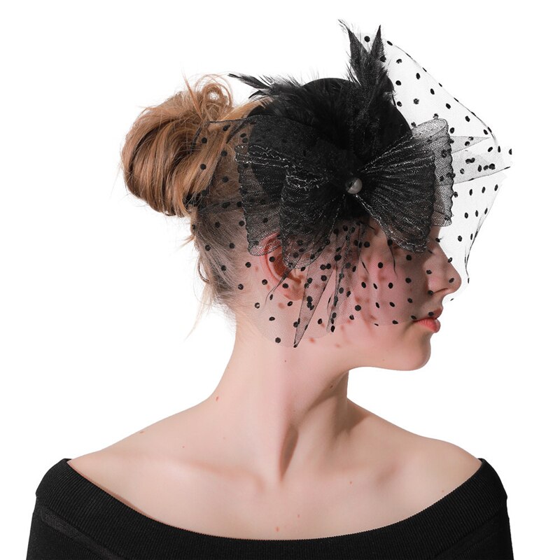 black vintage fedora hat Women cocktail party hair... – Grandado