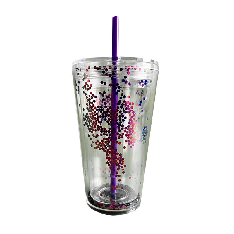 Dubbele Laag Transparante Plastic Stro Cup 500Ml W... – Vicedeal