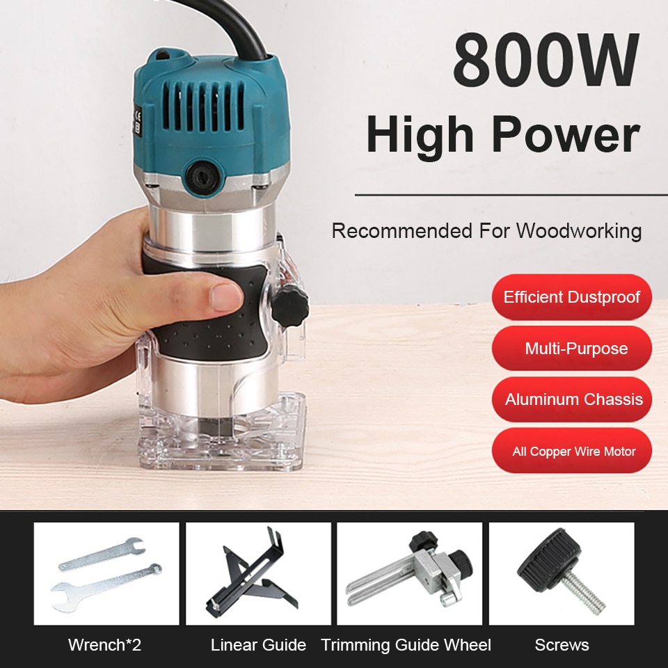 EU UK US Plug 800W Woodworking Electric Trimmer Wo... – Vicedeal